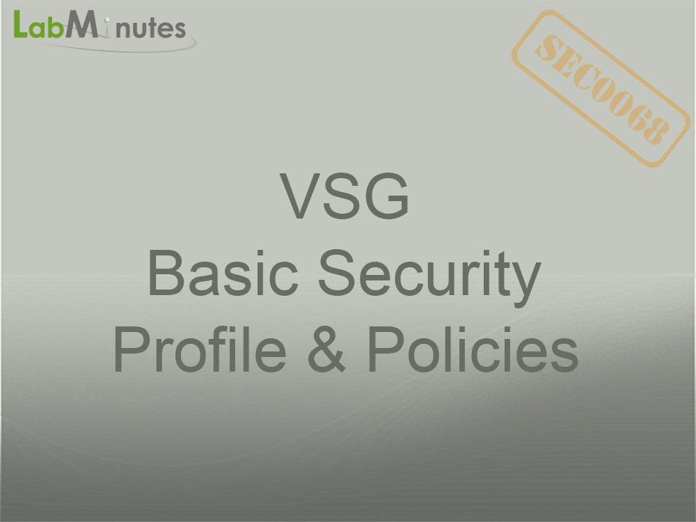 SEC0068 - VSG Basic Security Profile and Policies | Lab Minutes